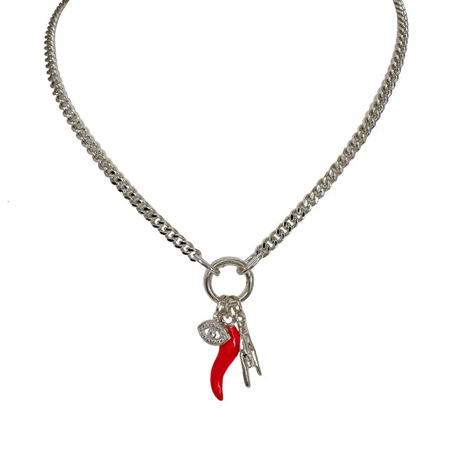 Mariano Italian Protection Charm Necklace | Cornicello Evil Eye Mano